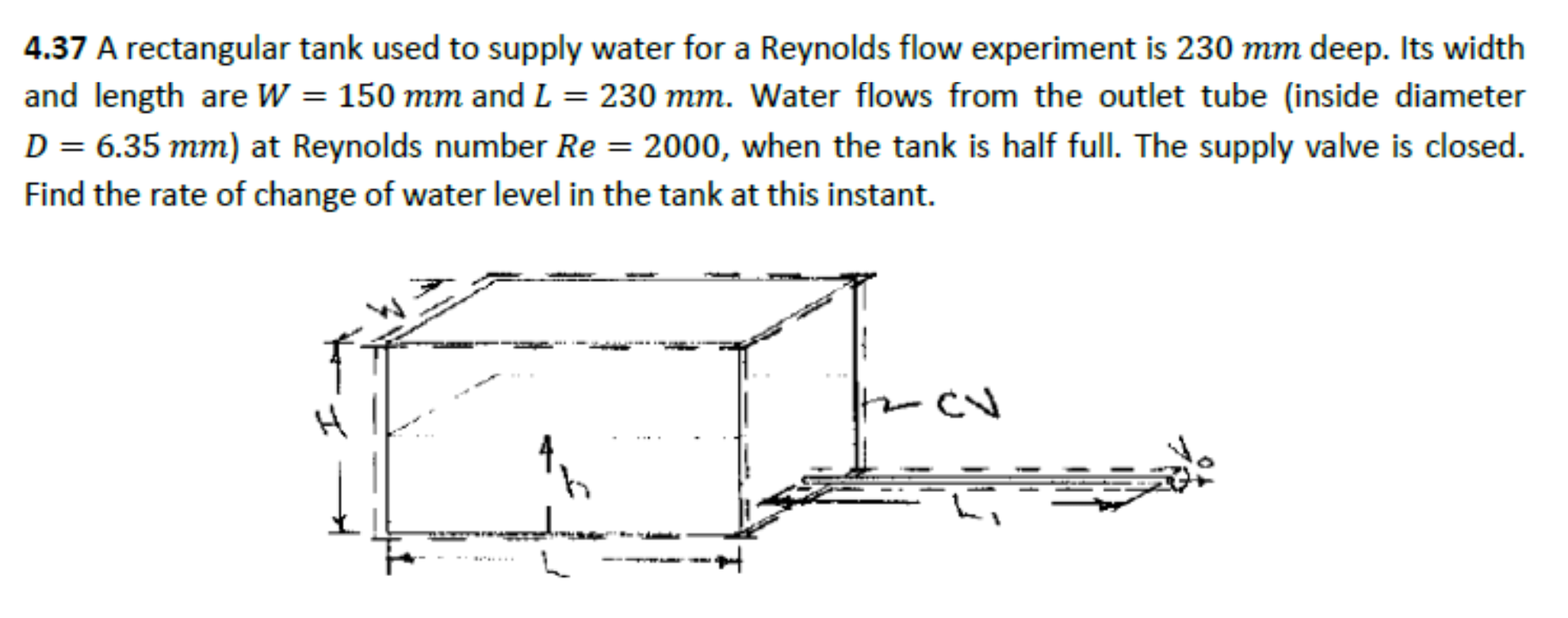 Solved 4.37 A rectangular tank used to supply water for a | Chegg.com