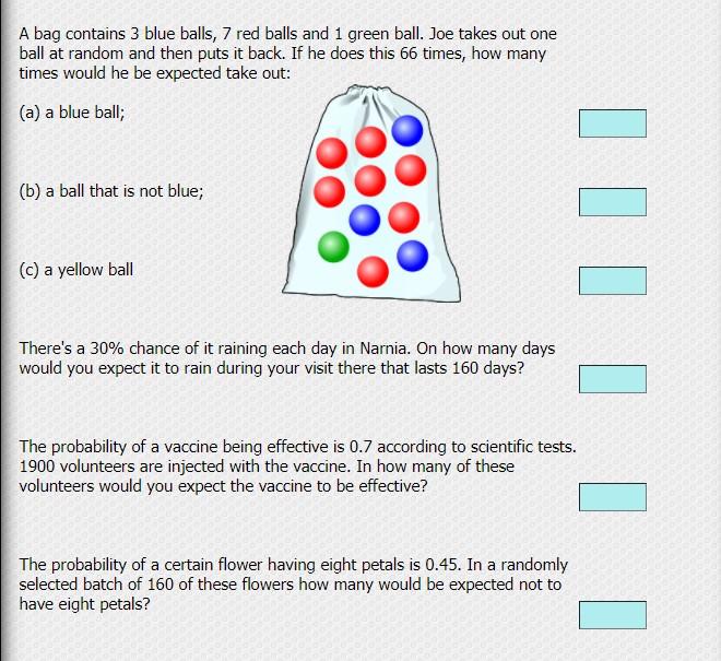 Solved A bag contains 3 blue balls, 7 red balls and 1 green | Chegg.com