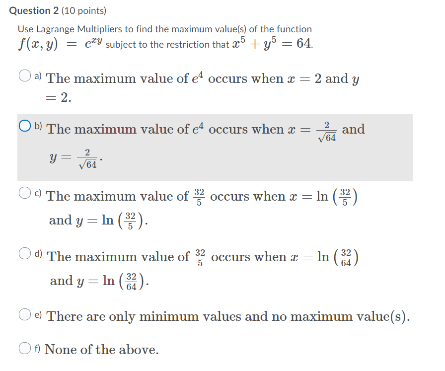 Solved Question 2 (10 points) Use Lagrange Multipliers to | Chegg.com Solved Question 2 (10 points) Use Lagrange Multipliers to | Chegg.com