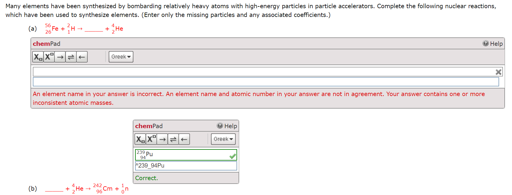 Solved Many elements have been synthesized by bombarding | Chegg.com