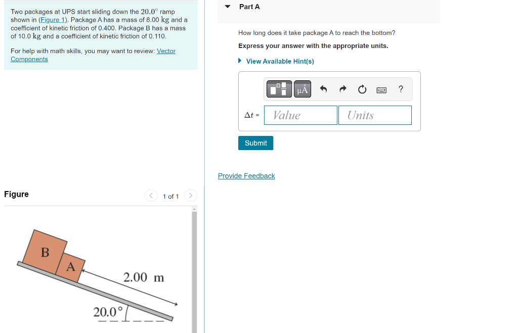 Solved Two packages at UPS start sliding down the 20.0∘ ramp | Chegg.com