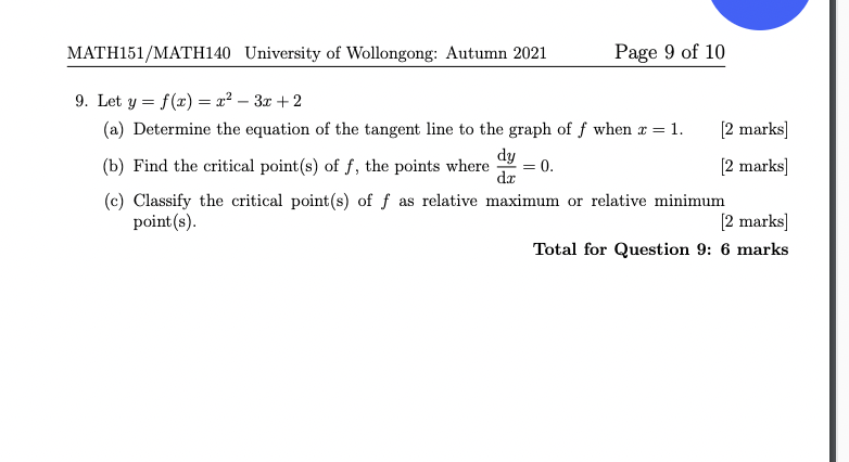 Solved MATH151/MATH140 University of Wollongong: Autumn 2021 | Chegg.com