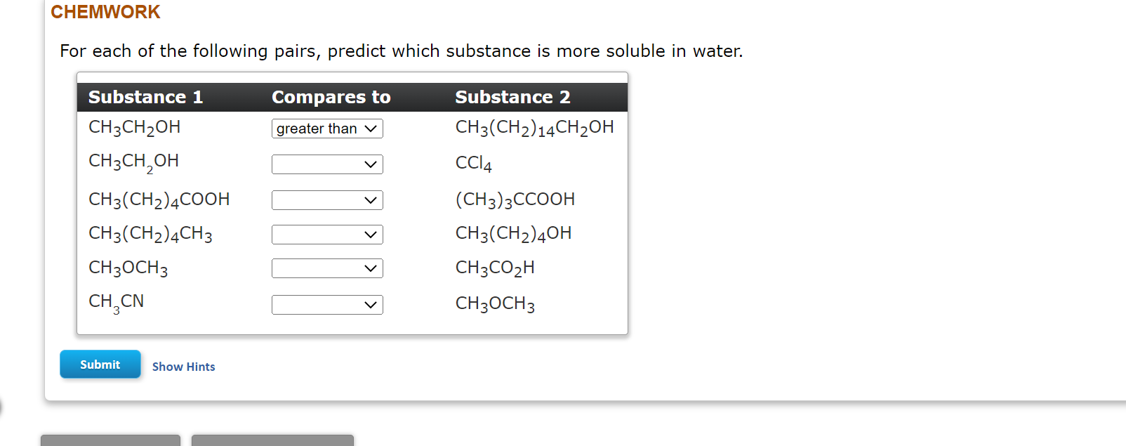 Solved For each of the following pairs, predict which | Chegg.com