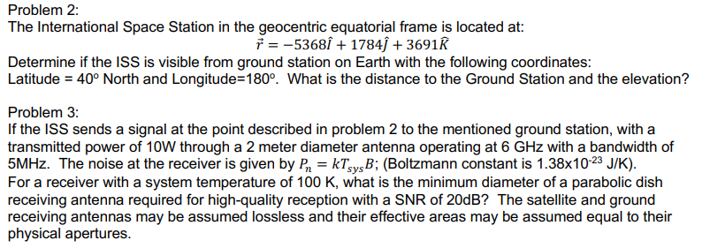 Solved Problem 2: The International Space Station in the | Chegg.com
