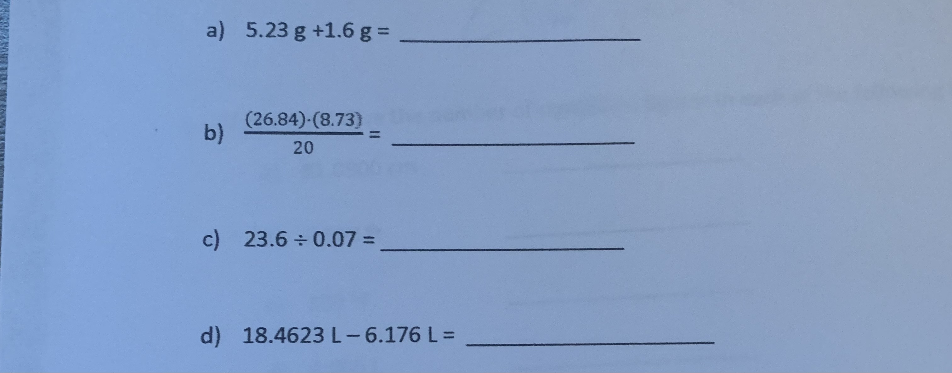 Solved Complete each calculation and report the answer with | Chegg.com
