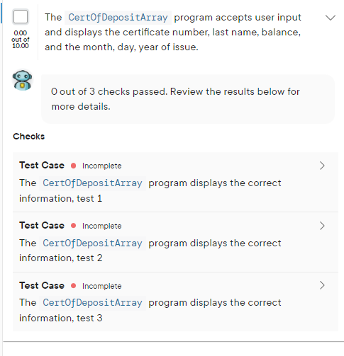 Solved Implement the CertOfDepositArray application to | Chegg.com