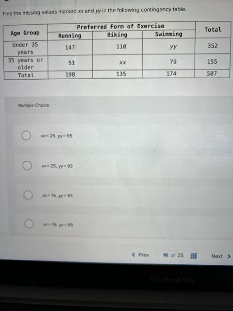 Solved Find the missing values marked xx and yy in the | Chegg.com