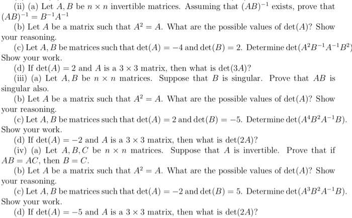 Solved (ii) (a) Let A, B be n x n invertible matrices. | Chegg.com