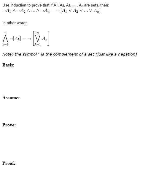 Use induction to prove that if A1, A2, A3, ---, An | Chegg.com