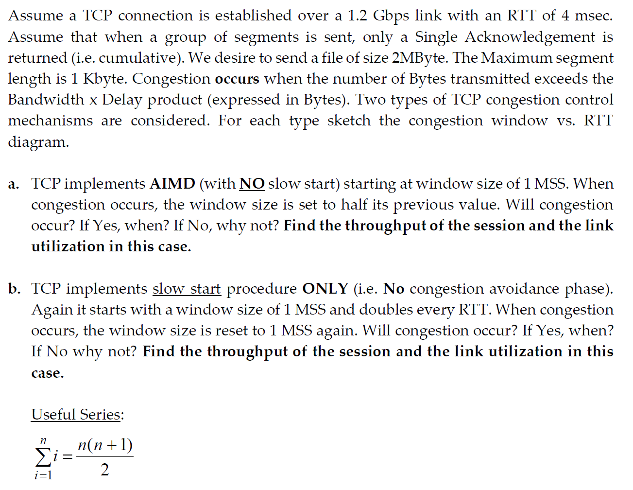Assume a TCP connection is established over a 1.2 | Chegg.com