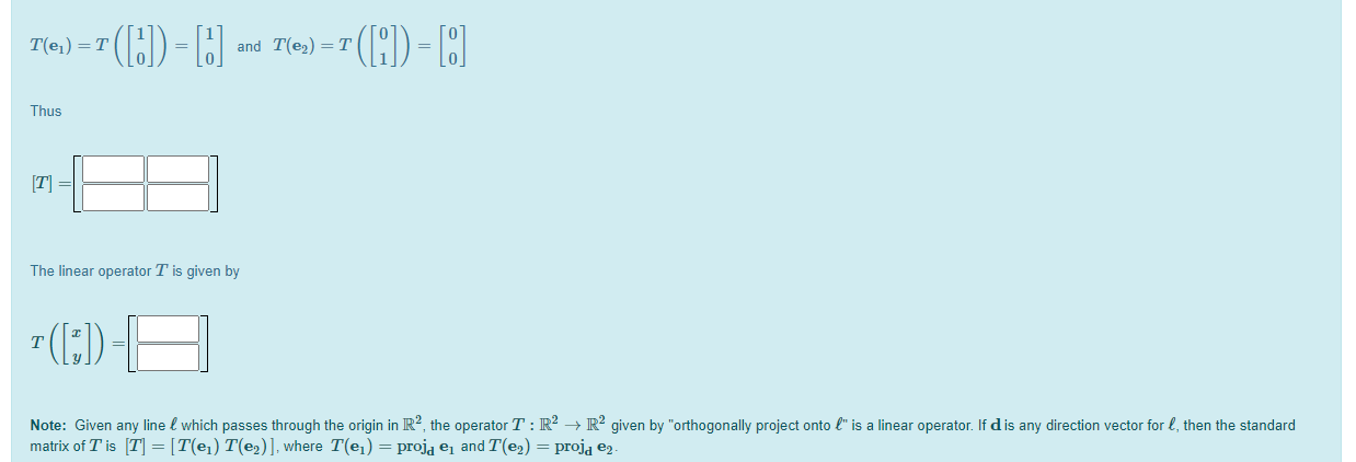 Solved Projection Operators Example: Find the standard | Chegg.com