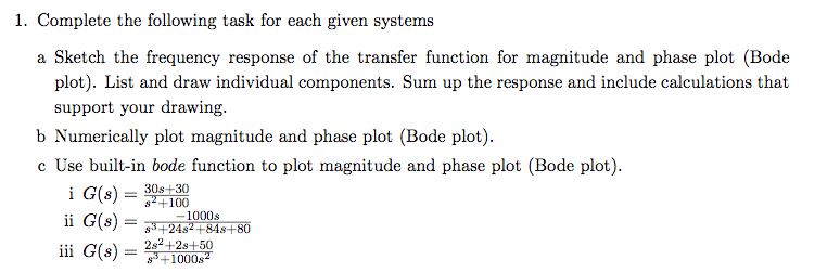 Solved 1. Complete the following task for each given systems | Chegg.com