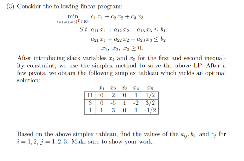Solved (3) ﻿Consider the following linear | Chegg.com