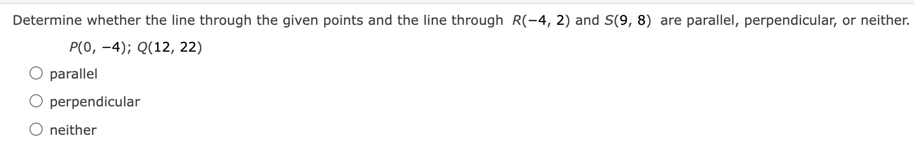 Solved Determine whether the line through the given points | Chegg.com