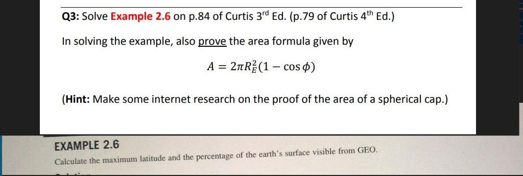 Solved Q3: Solve Example 2.6 on p.84 of Curtis 3rd Ed. | Chegg.com