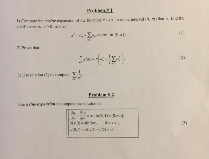 Solved Problem # 1 1) Compute the cosine expansion of the | Chegg.com