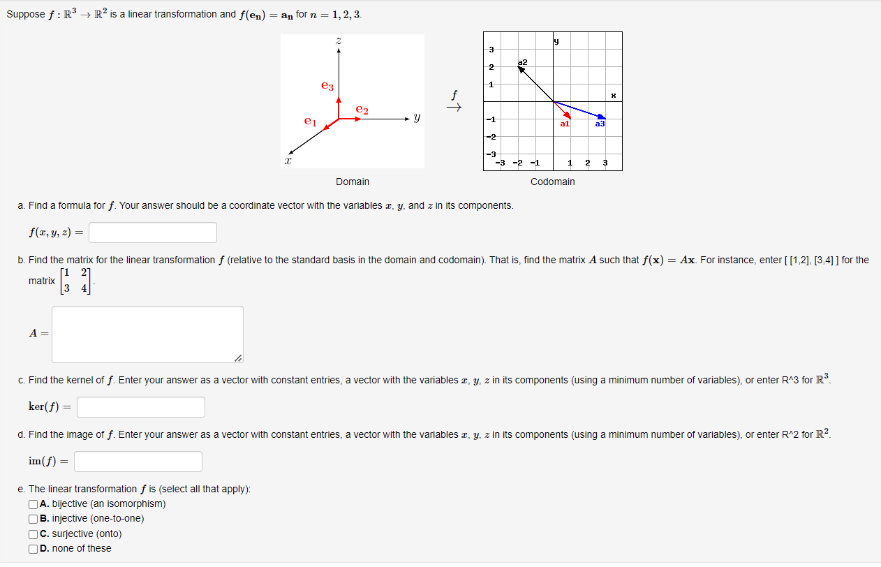 Solved Suppose f:R3→R2 is a linear transformation and | Chegg.com