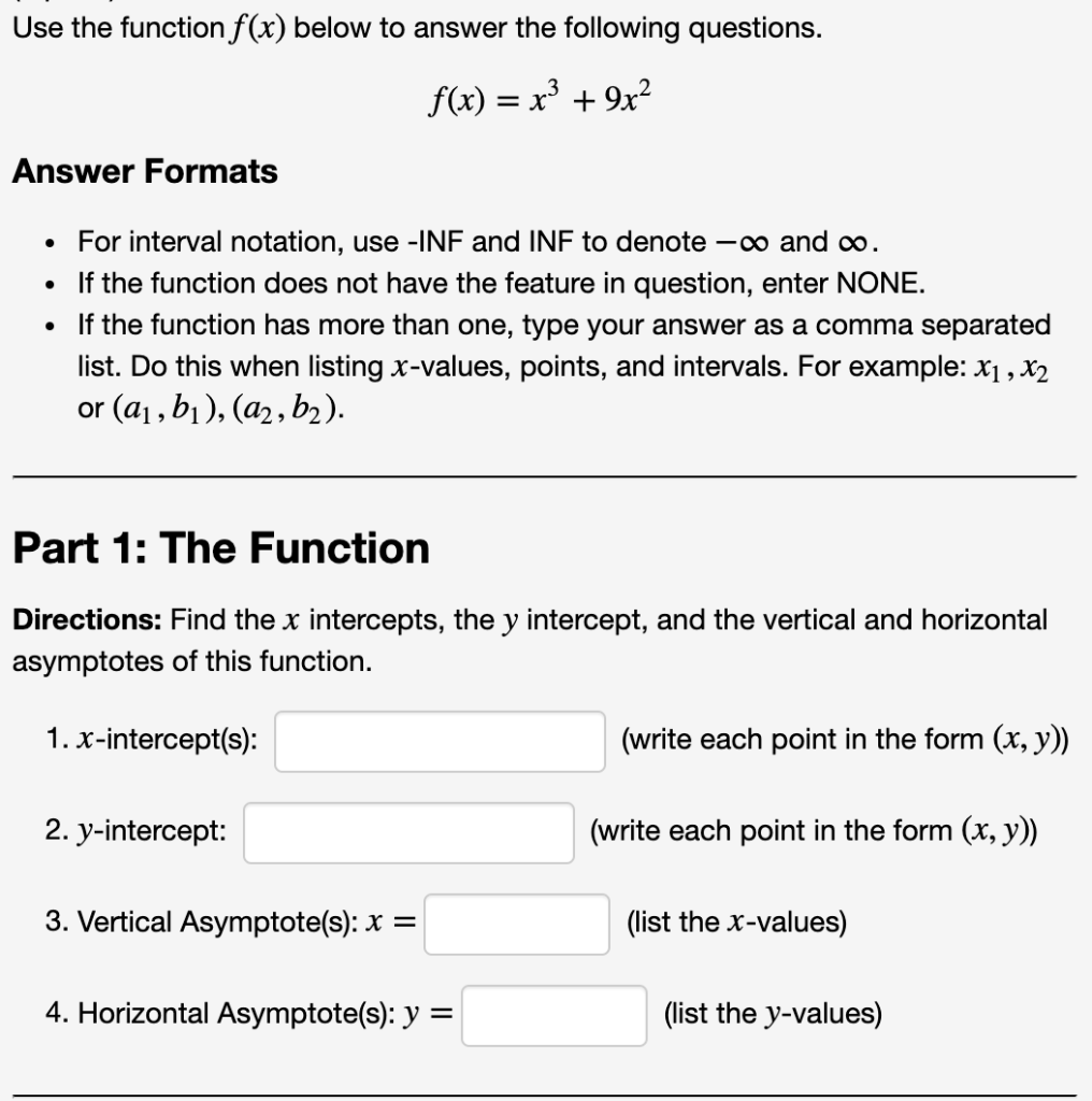 Solved Use the function f(x) below to answer the following | Chegg.com