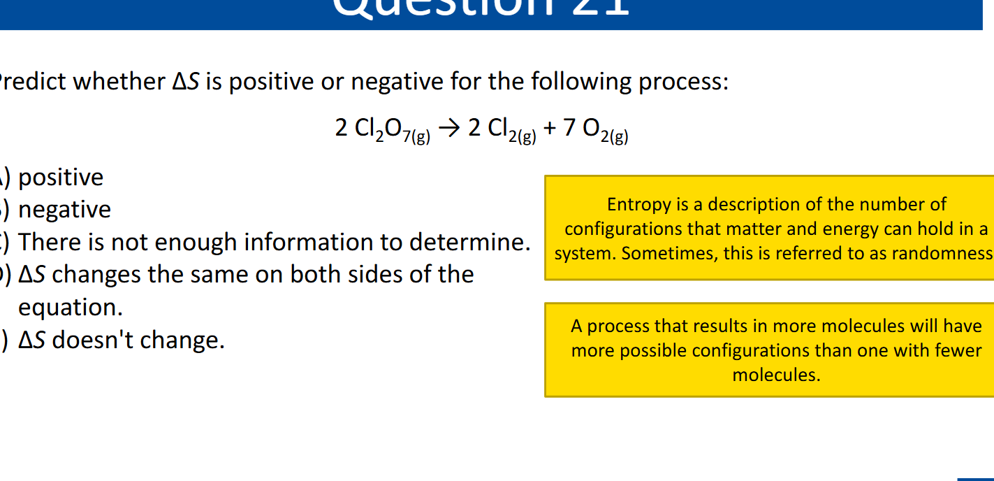 Solved redict whether ΔS is ﻿positive or ﻿negative for the | Chegg.com