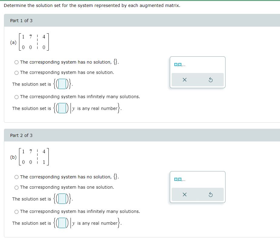 Solved Determine the solution set for the system represented | Chegg.com