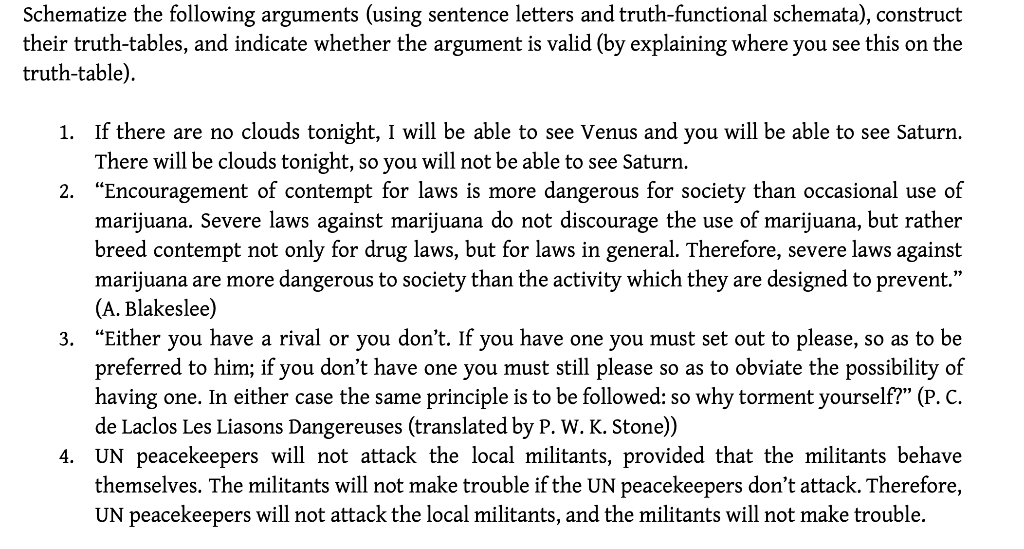 Solved Schematize the following arguments (using sentence | Chegg.com