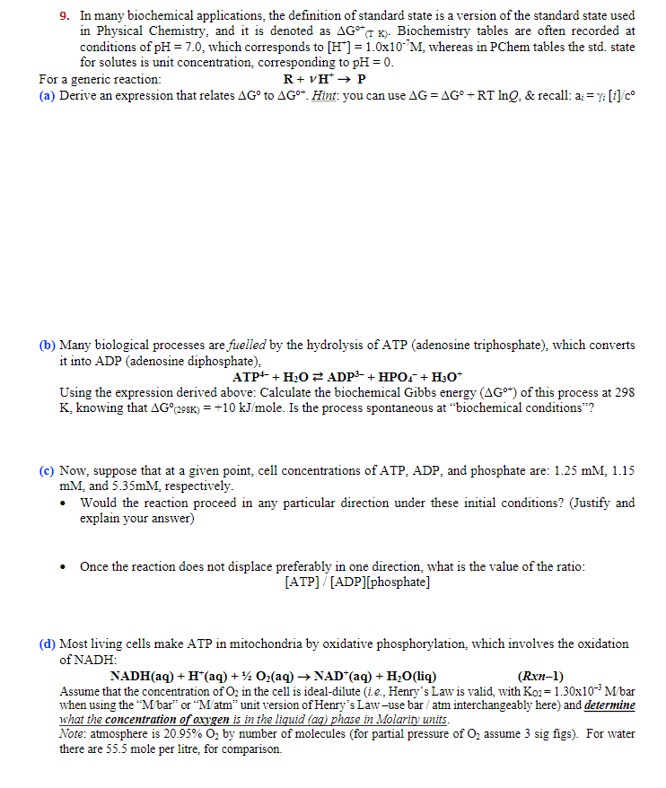 9. In many biochemical applications, the definition | Chegg.com