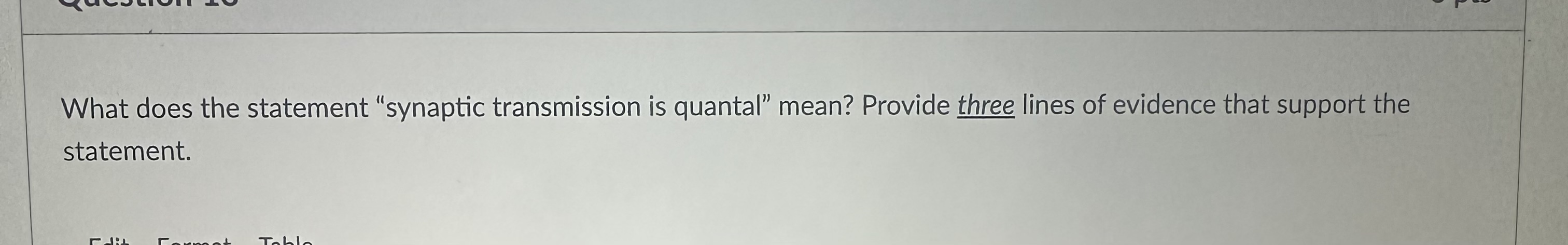 Solved What does the statement "synaptic transmission is | Chegg.com