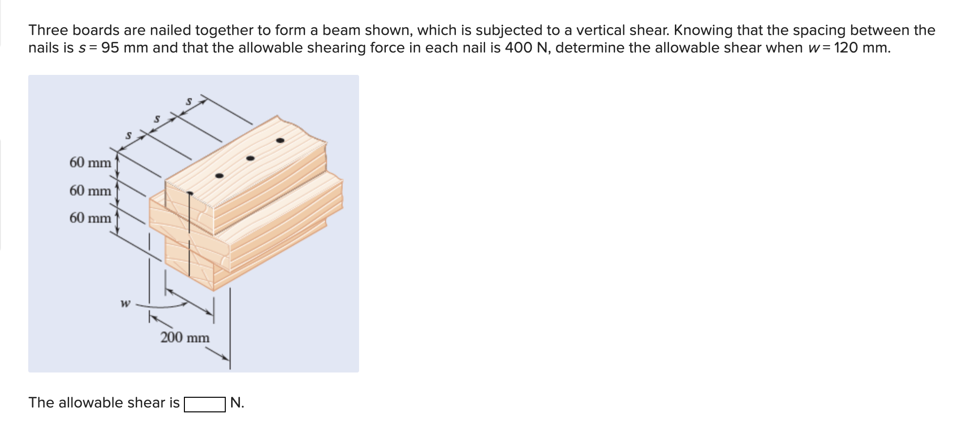 Solved Three Boards Are Nailed Together To Form A Beam