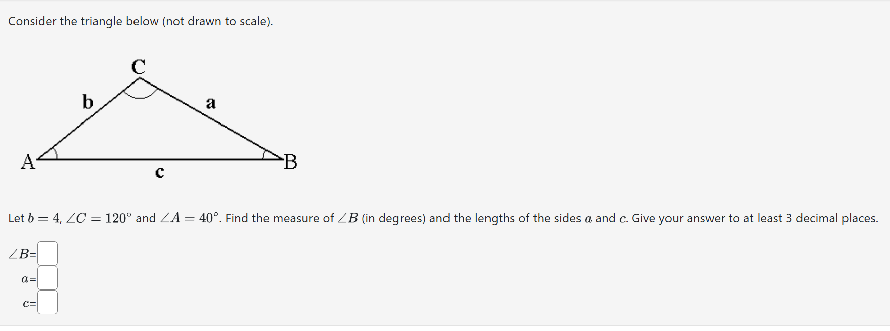 Solved Consider the triangle below (not ﻿drawn to | Chegg.com