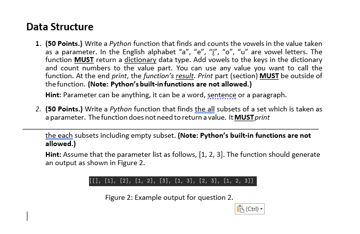 Solved Data Structure 1. (50 Points.) Write a Python | Chegg.com
