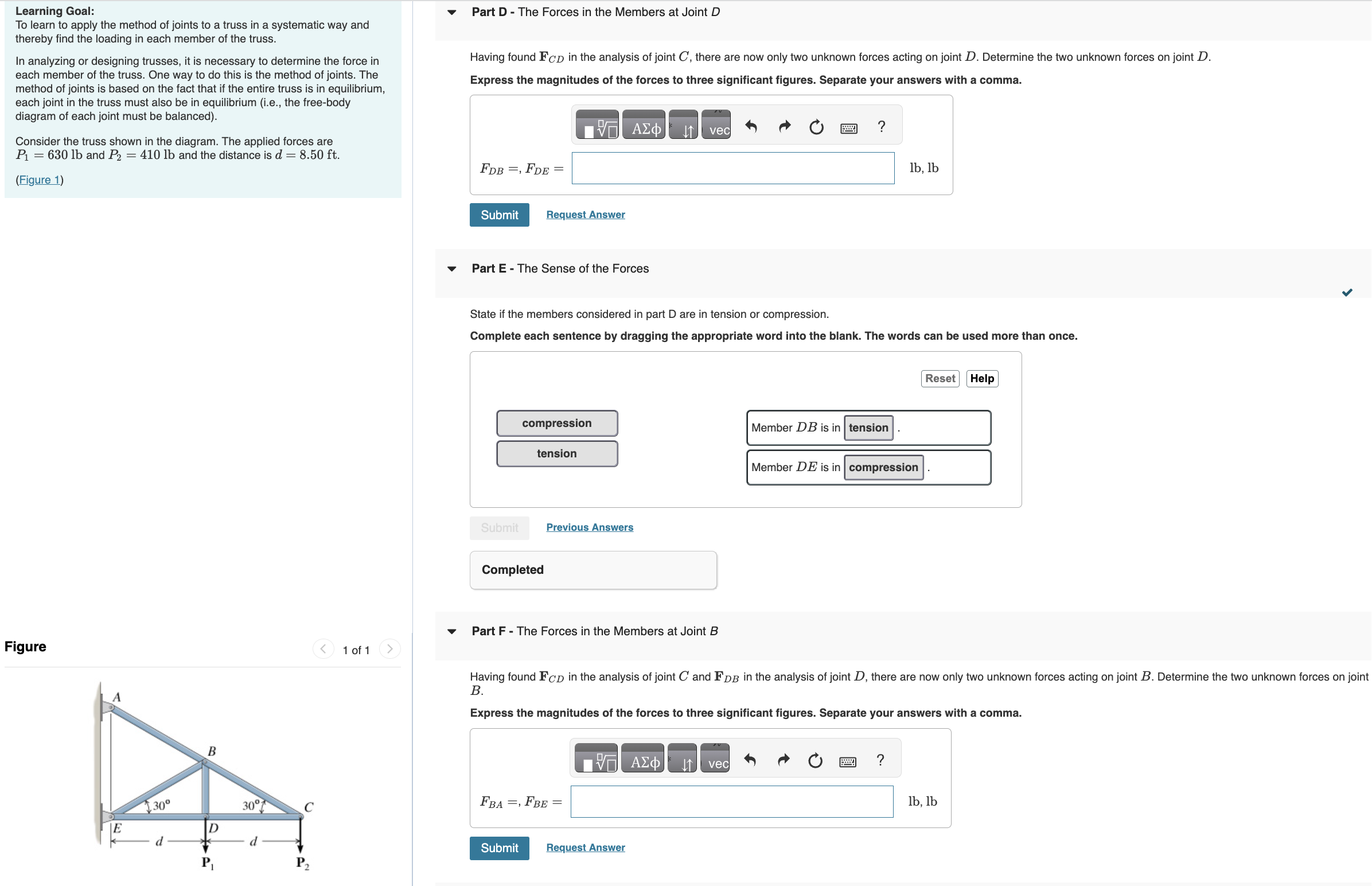 Solved Learning Goal:To learn to apply the method of joints | Chegg.com