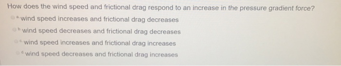 Solved How Does The Wind Speed And Frictional Drag Respond