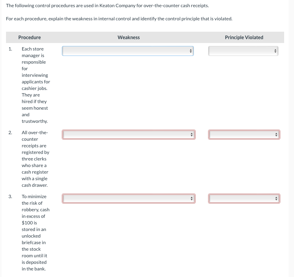 Solved The following control procedures are used in Keaton | Chegg.com