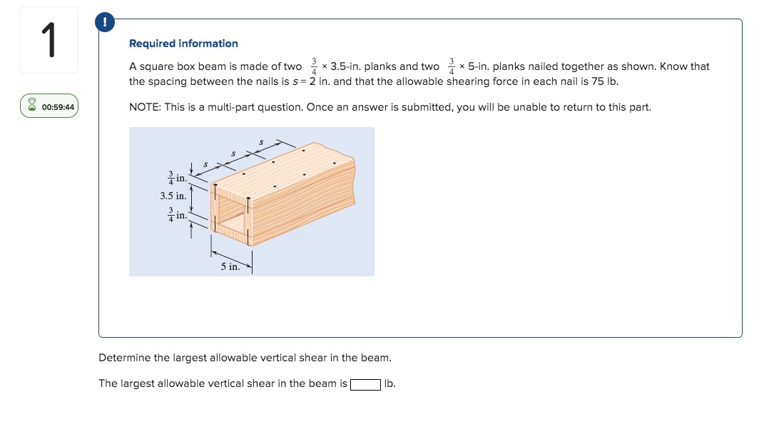Solved Required information A square box beam is made of two | Chegg.com