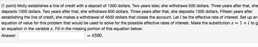 Solved (1 point) Molly establishes a line of credit with a | Chegg.com