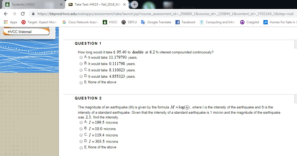 Solved Students | HVCC ← → | Chegg.com