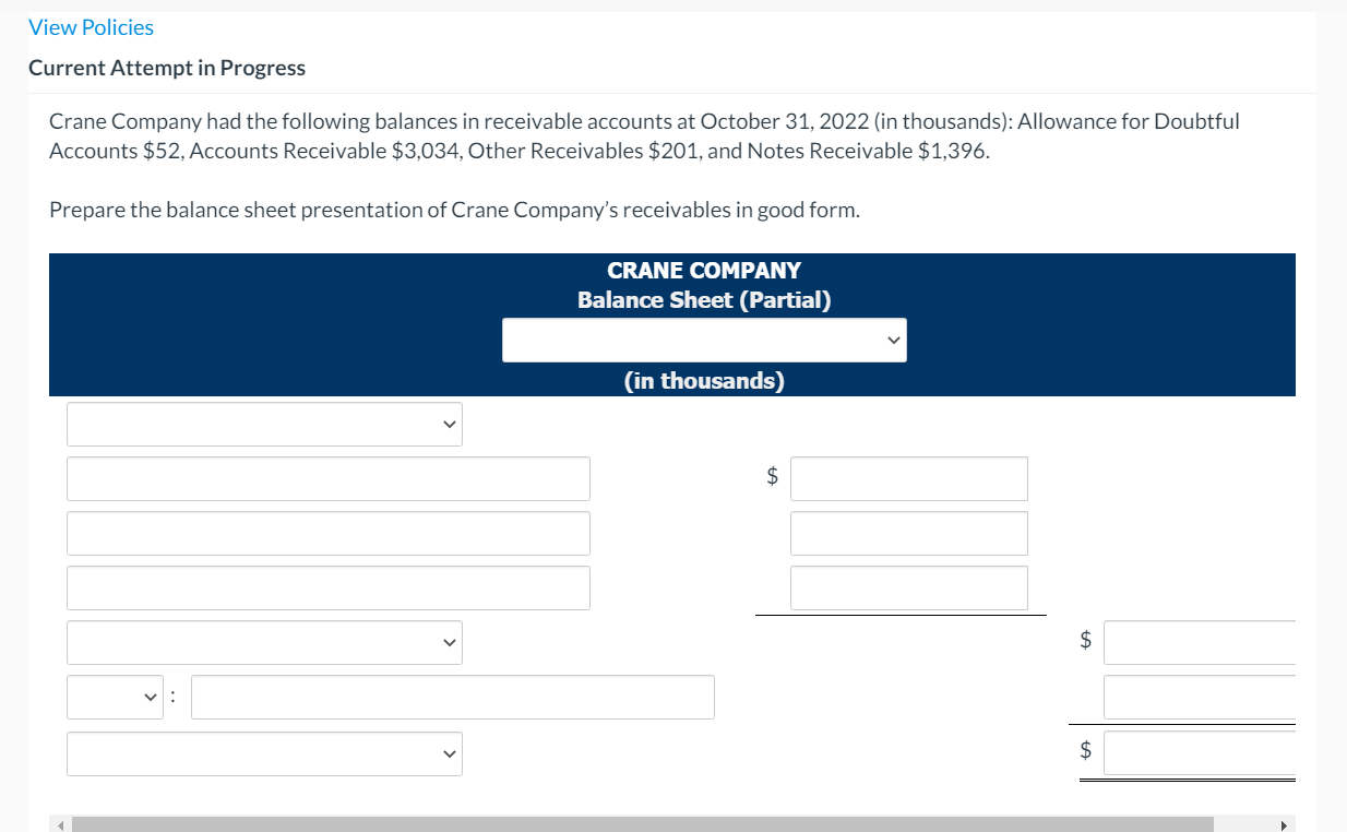 Solved View Policies Current Attempt in Progress Crane | Chegg.com