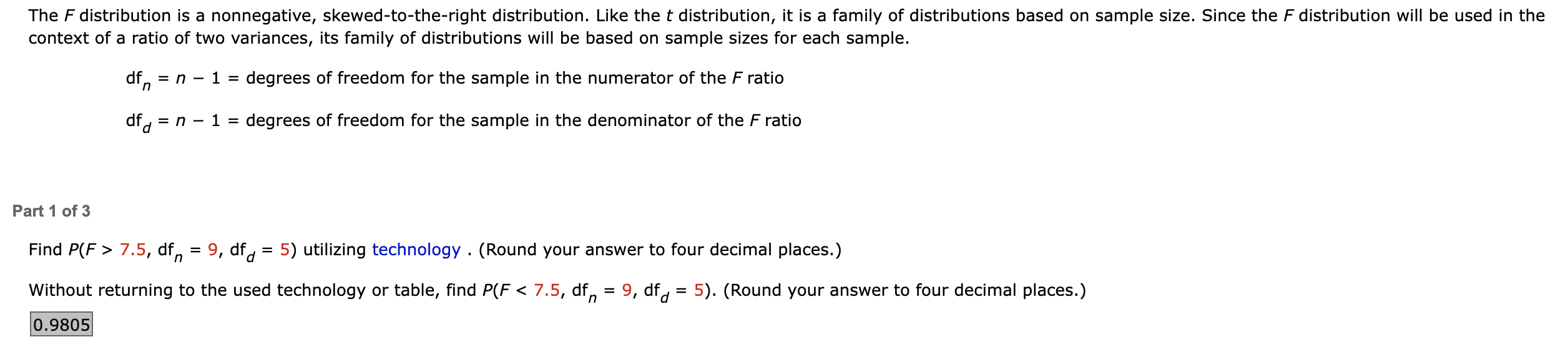 Solved The F distribution is a nonnegative, | Chegg.com