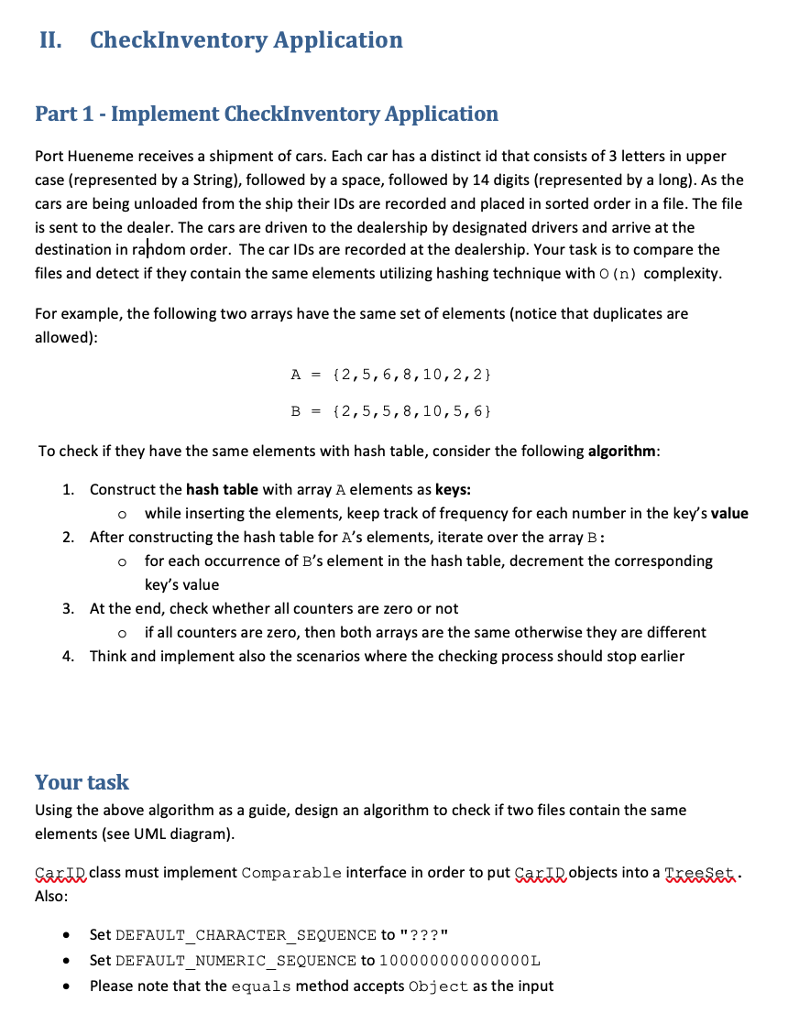 Solved II. CheckInventory Application Part 1 - Implement | Chegg.com
