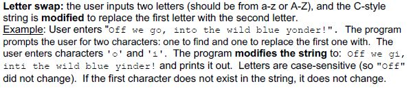 Solved Letter swap: the user inputs two letters (should be | Chegg.com