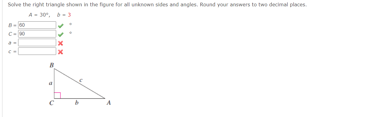 Solved Solve the right triangle shown in the figure for all | Chegg.com
