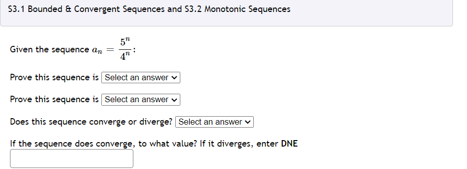 Solved S3.1 Bounded & Convergent Sequences and $3.2 | Chegg.com