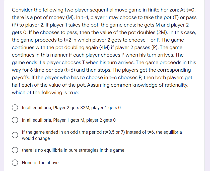 Solved Consider the following two player sequential move | Chegg.com