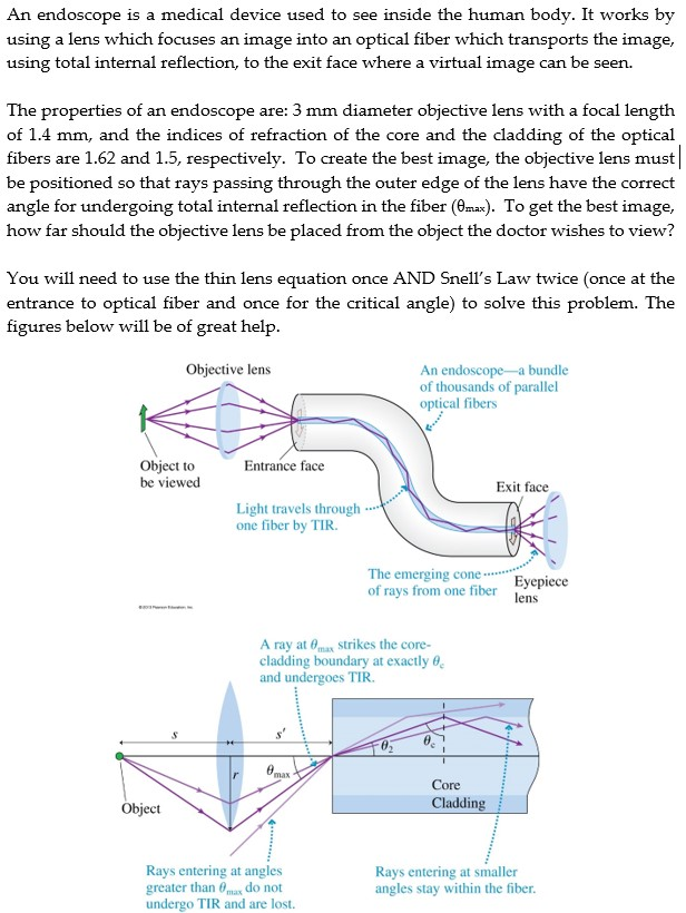 Solved An endoscope is a medical device used to see inside | Chegg.com