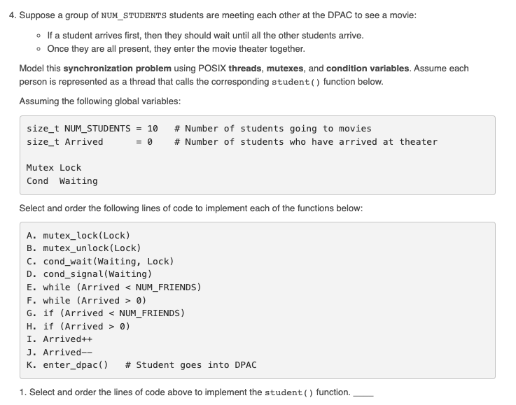 Solved 4. Suppose a group of NUM_STUDENTS students are | Chegg.com