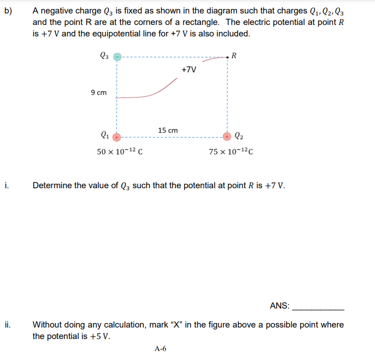 Solved A negative charge Q3 is fixed as shown in the diagram | Chegg.com