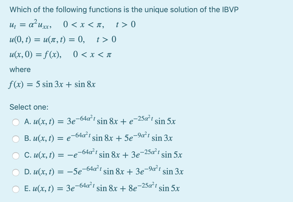 Solved Ut = Which of the following functions is the unique | Chegg.com