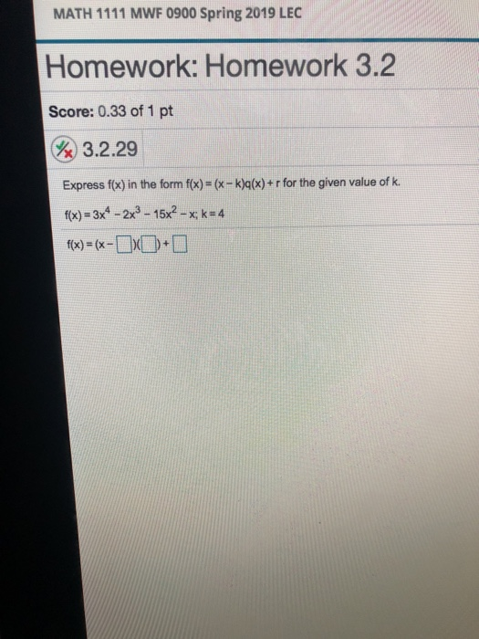Solved MATH 1111 MWF 0900 Spring 2019 LEC Homework: Homework | Chegg.com