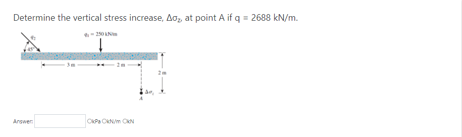 Solved = Determine the vertical stress increase, Aoz, at | Chegg.com