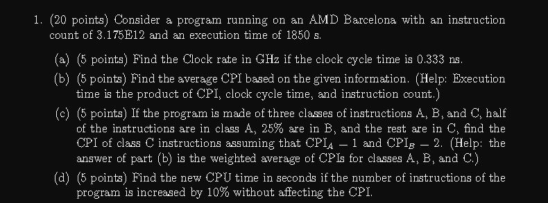 Solved 1. (20 points) Consider a program running on an AMD | Chegg.com